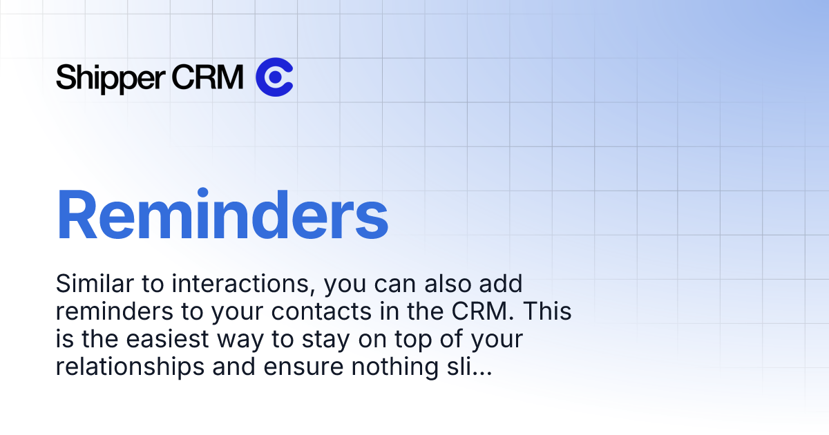 Reminders | Product Guide