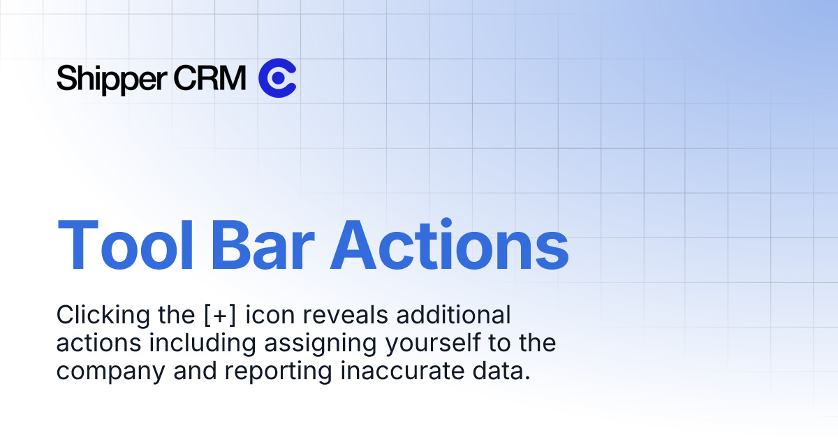 Tool Bar Actions | Product Guide