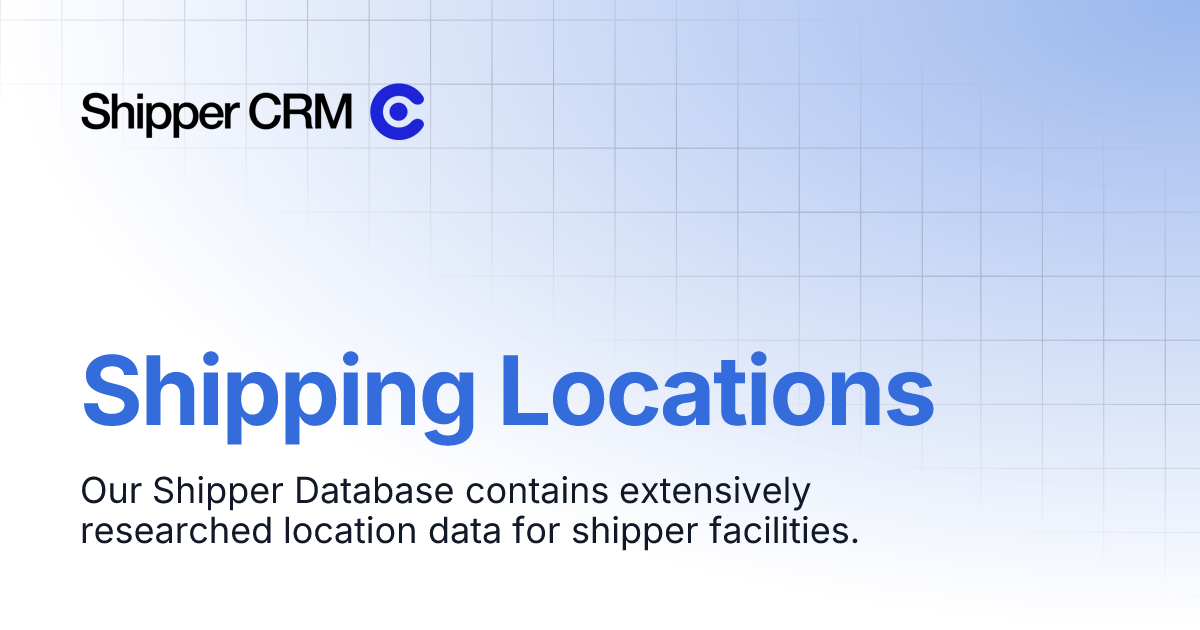 Shipping Locations | Product Guide